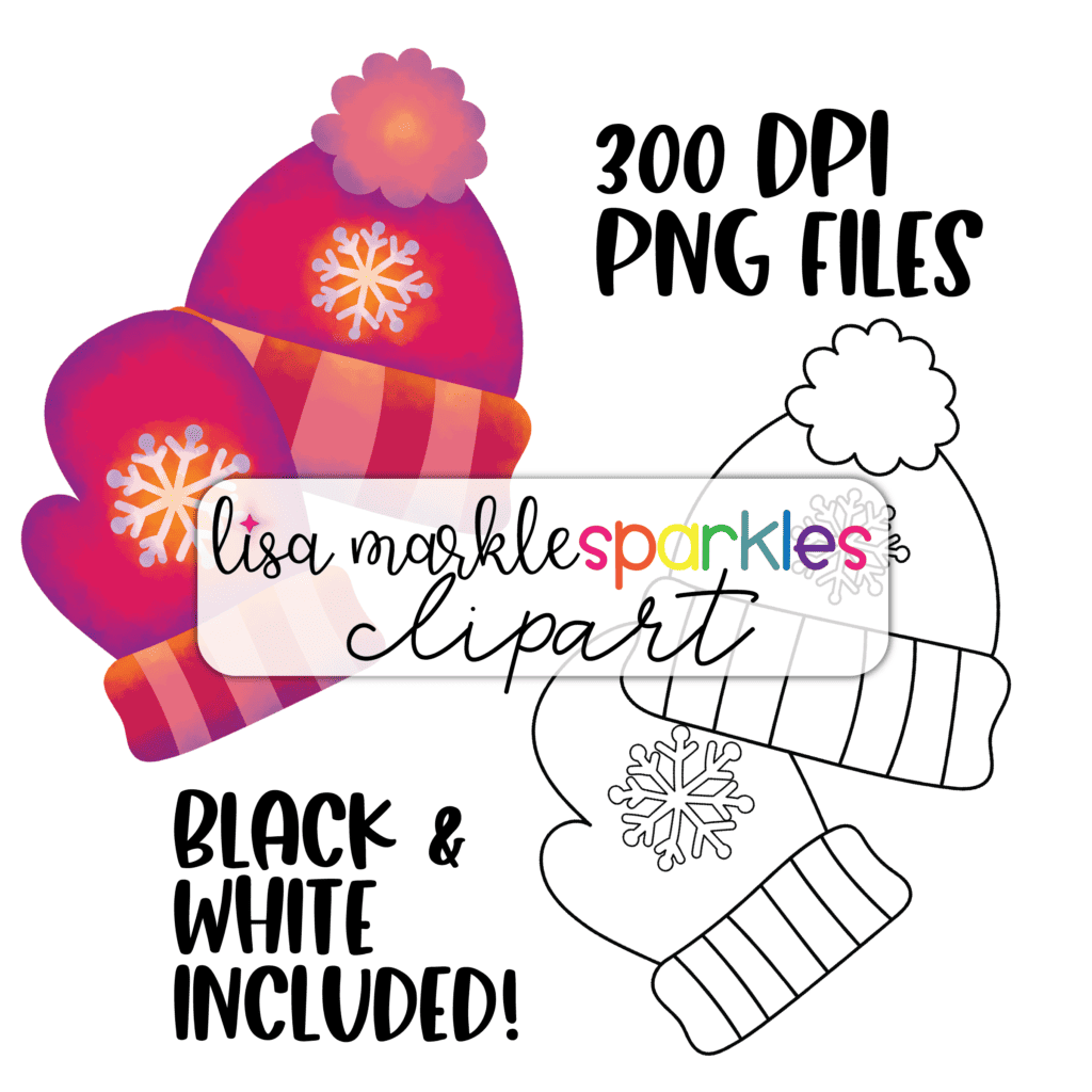 Winter Mittens and Hats Clipart Watercolor Rainbow – Winter Snow ...