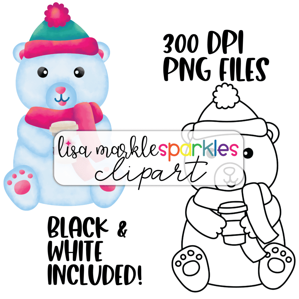 Watercolor Winter Polar Bear Clipart - Lisa Markle Sparkles Clipart and ...