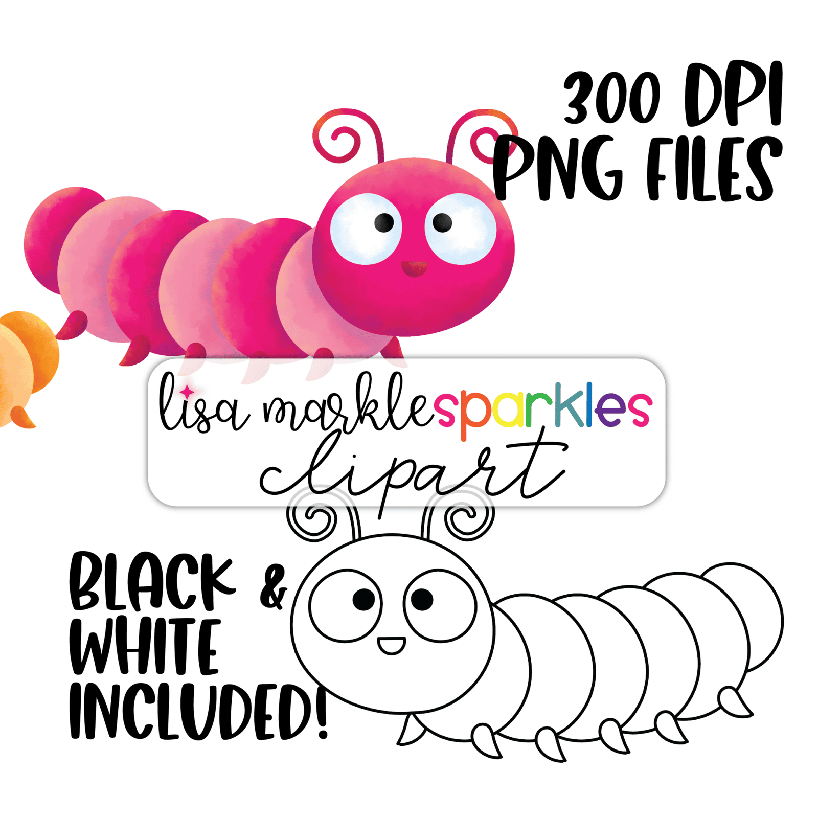 Watercolor Rainbow Caterpillar Clipart for Spring - Lisa Markle ...