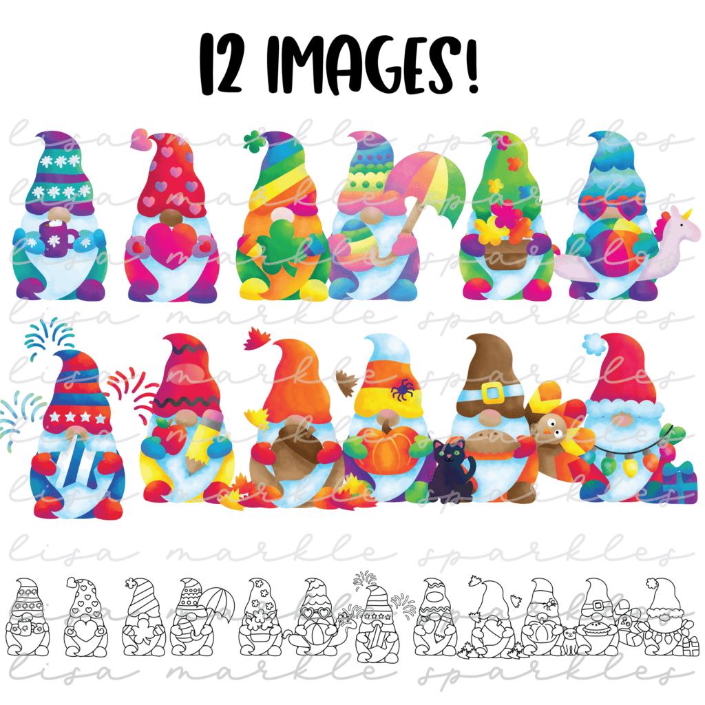 Watercolor Calendar Gnomes Clipart - Lisa Markle Sparkles Clipart and ...