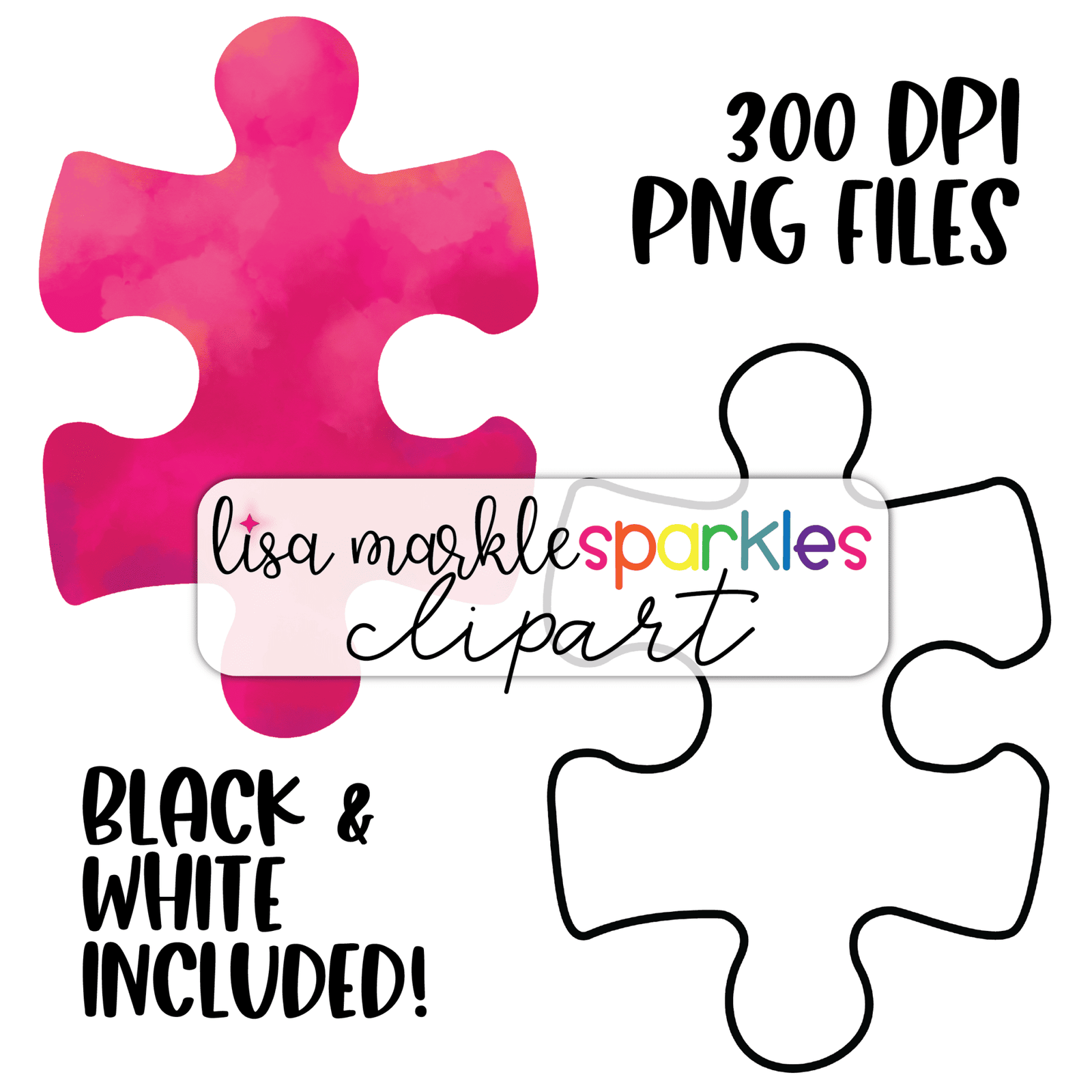 Watercolor Rainbow Puzzle Piece Clipart - Lisa Markle Sparkles Clipart ...