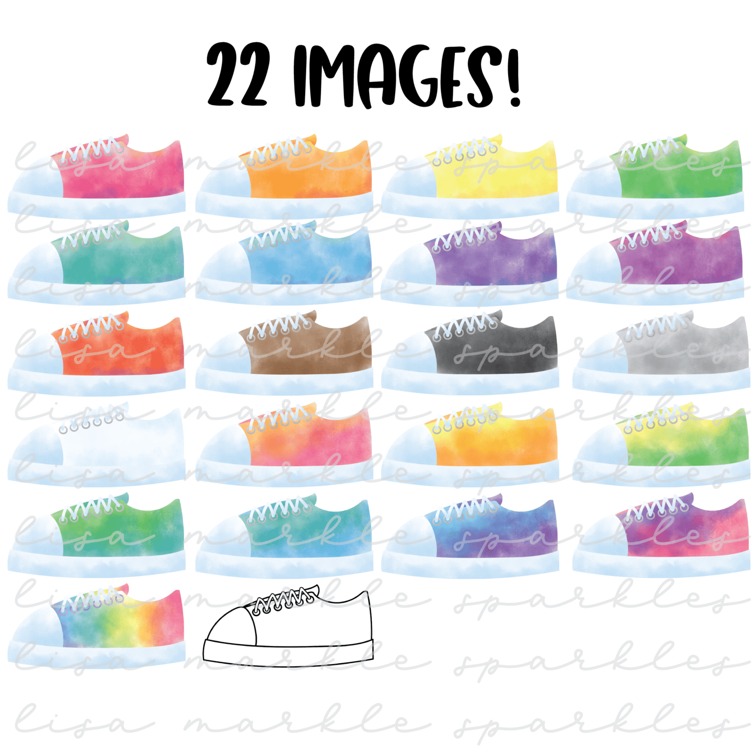 Watercolor Rainbow Sneaker Shoe Clipart - Lisa Markle Sparkles Clipart ...