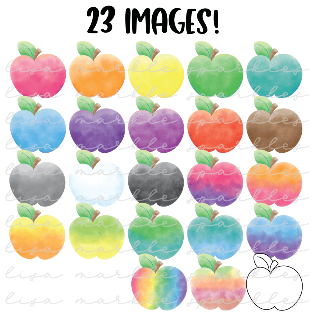 Watercolor Rainbow Fall Apple Clipart - Lisa Markle Sparkles Clipart ...
