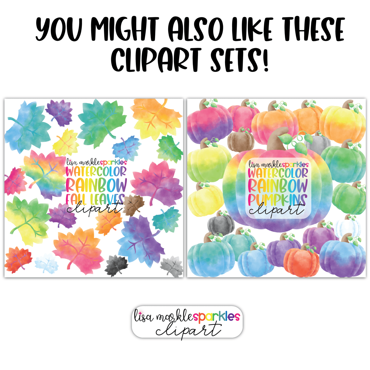 Watercolor Fall Autumn Pumpkin Apple Leaves Treats Clipart - Lisa ...