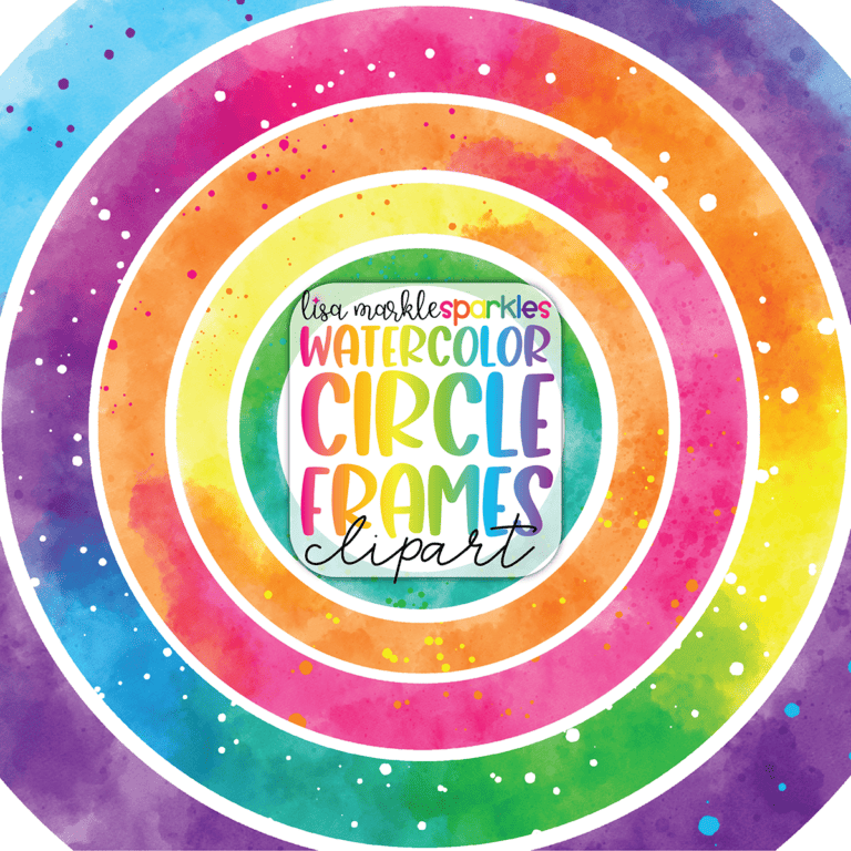 Watercolor Rainbow Circle Border Frame Clipart - Lisa Markle Sparkles ...