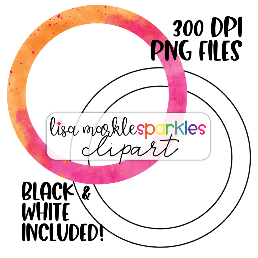 Watercolor Rainbow Circle Border Frame Clipart - Lisa Markle Sparkles ...