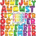 Watercolor Crayon Calendar Month Clipart - Lisa Markle Sparkles Clipart ...
