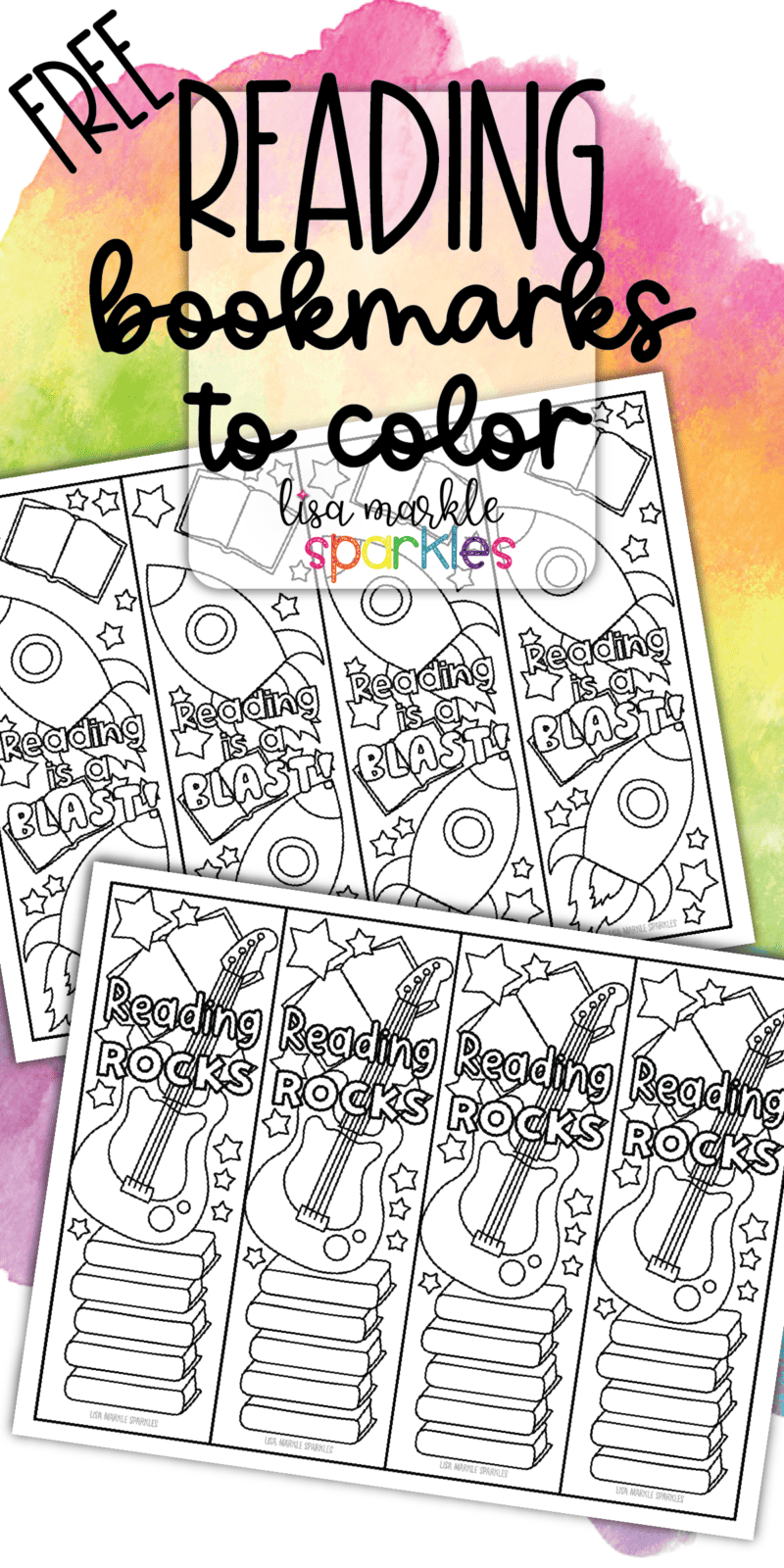 Free Reading Bookmarks to Color Printable PDF - Lisa Markle Sparkles ...