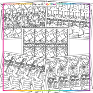 Reading Library Book Coloring Bookmarks Printable PDF - Lisa Markle ...