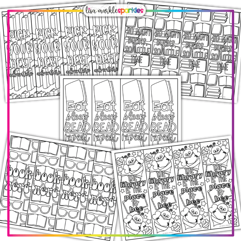 Free Reading Bookmarks to Color Printable PDF - Lisa Markle Sparkles ...