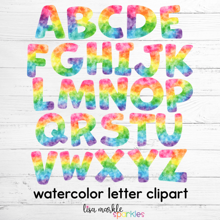 Watercolor Rainbow Alphabet Letters Clipart - Lisa Markle Sparkles ...