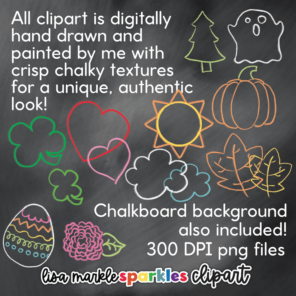 Chalkboard Doodles Clipart Back to School Classroom Chalkboard ...