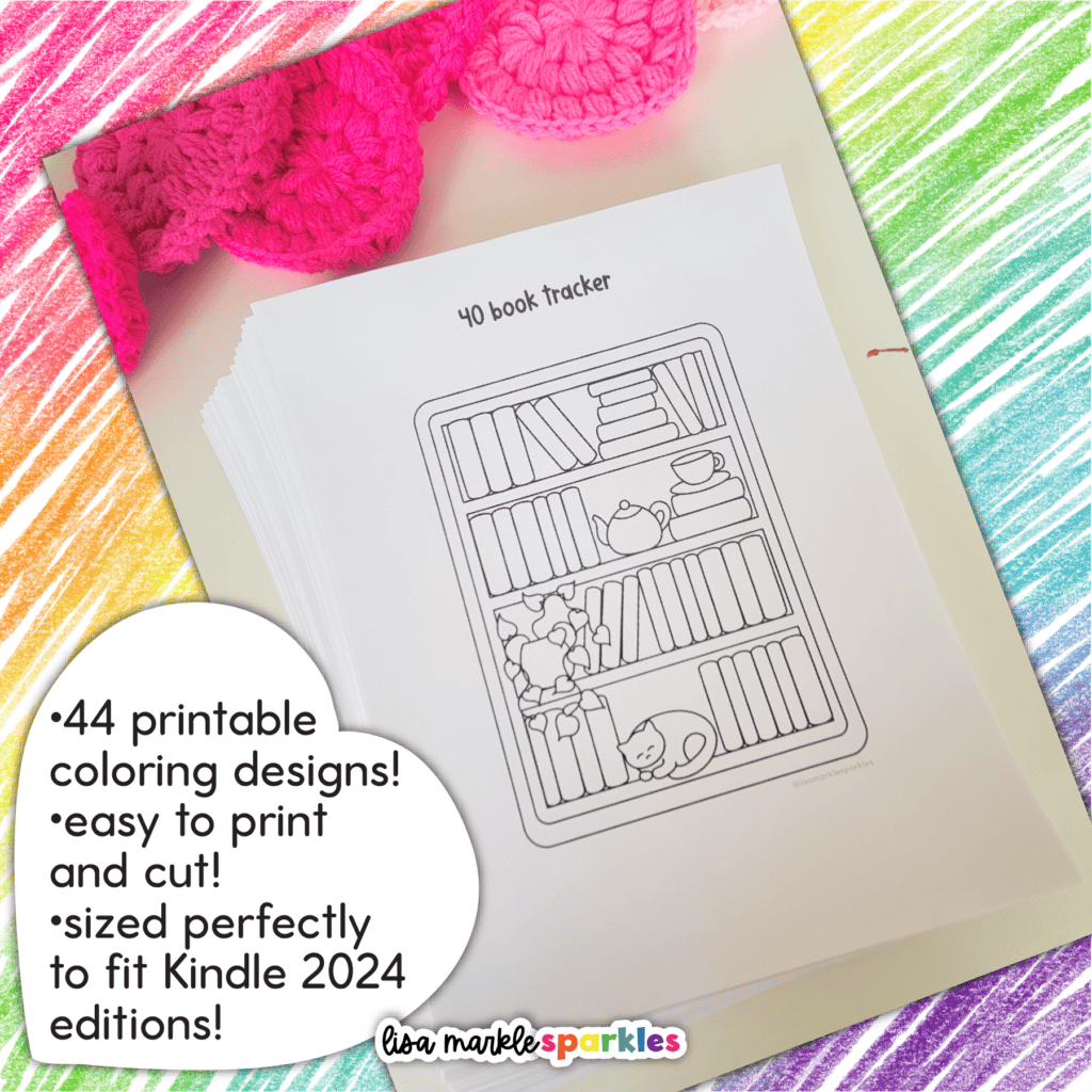 Coloring Kindle Inserts Digital Printable Cute Reading Book Tracker ...