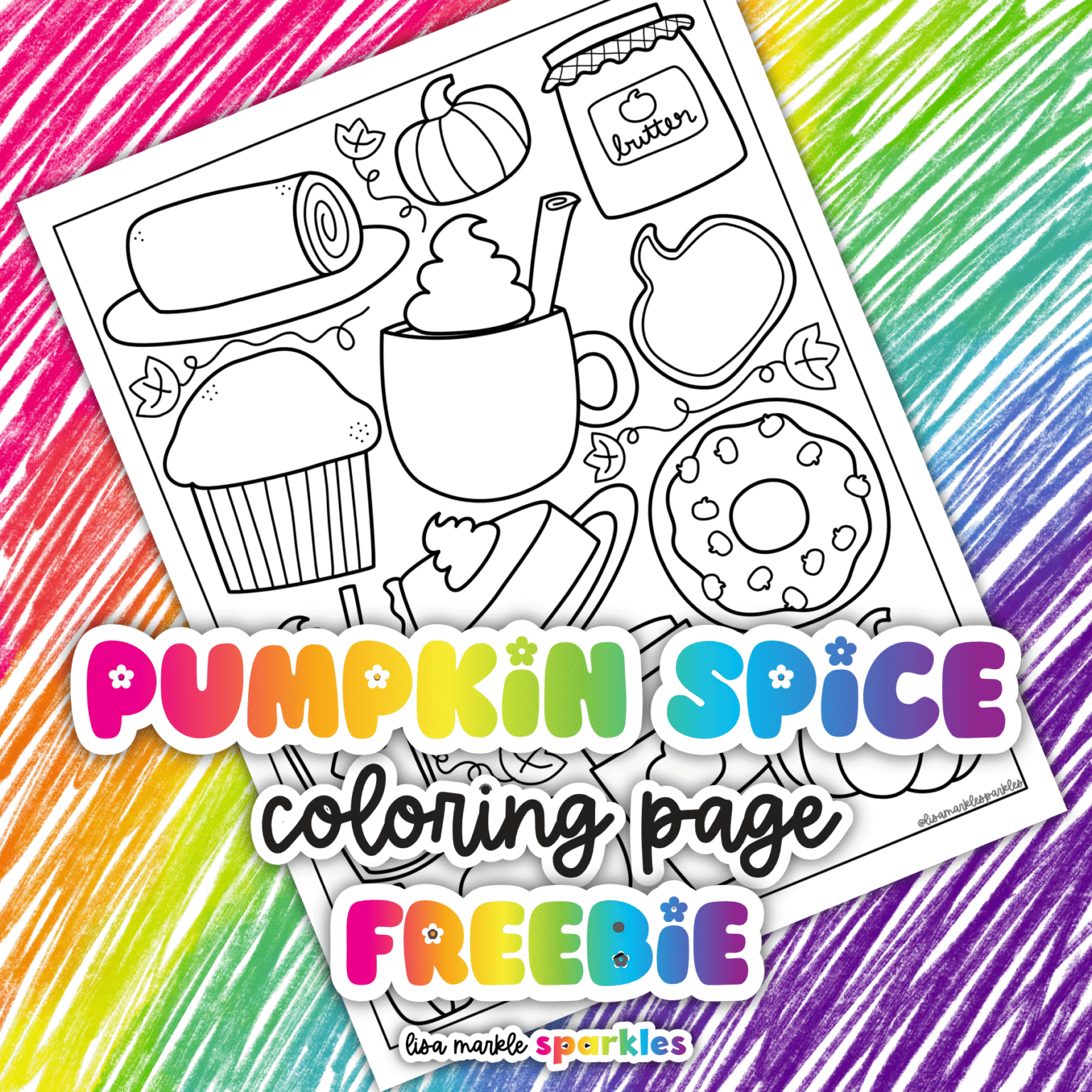 Pumpkin Spice Coloring Page - Lisa Markle Sparkles Clipart and Graphic ...